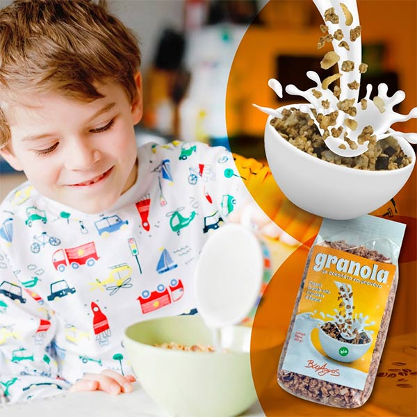 Organic granola with banana & chocolate Bioagros 350gr - GoNatural eshop
