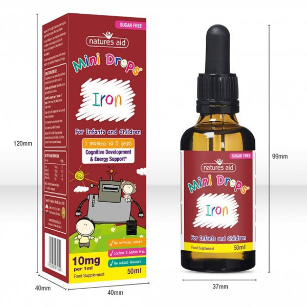 Σίδηρο για βρέφη & παιδιά (3μην - 5χρ) iron mini drops Natures Aid 50ml ...