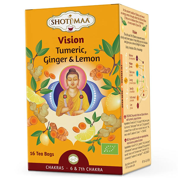Τσάι Chakras "Vision" κουρκουμάς τζίντζερ & λεμόνι BIO Shoti Maa 16 ...